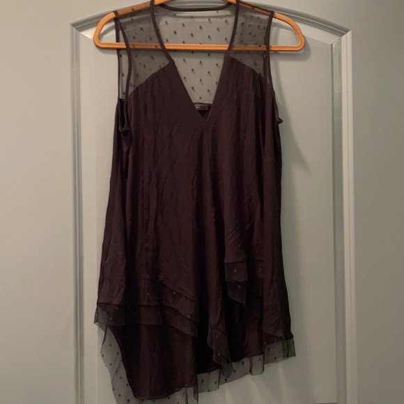 BCBGMaxAzria | Tops | Bcbg Maxazaria Medium Sleeves Black Sheer Polka ...